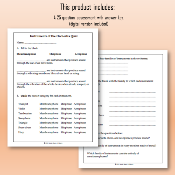 INSTRUMENTS OF THE ORCHESTRA a Middle and High School General Music ...