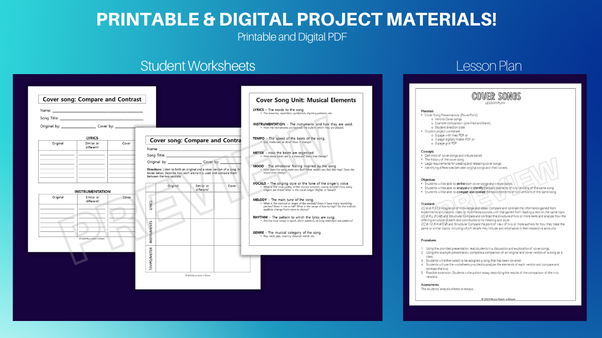 COVER SONGS a Middle School General Music Unit | Made By Teachers