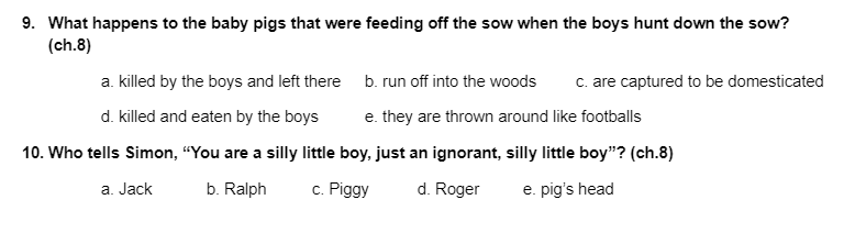 Reading Quizzes for ALL chapters of LORD OF THE FLIES -- No Prep! (DOCX ...