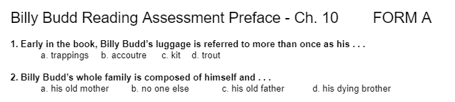 Reading Quizzes for ALL CHAPTERS of Melville's BILLY BUDD | Made By ...