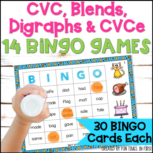 Phonics Bingo Bundle | CVC Blends Digraphs and CVCe Words | No Prep ...