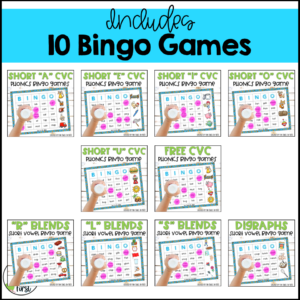 Short Vowels BINGO Bundle | CVC Blends and Digraphs | No Prep Phonics ...