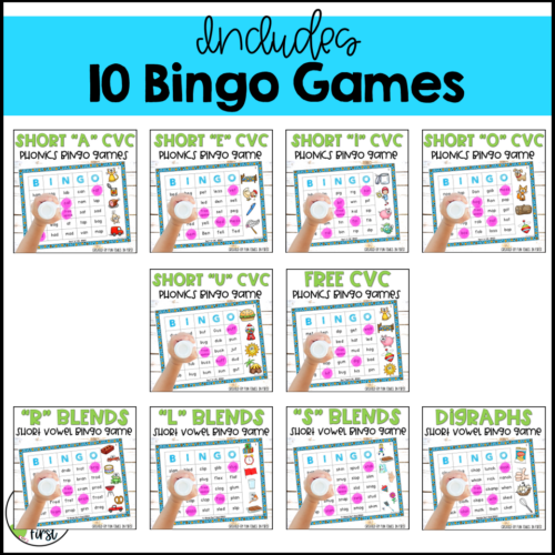 Short Vowels BINGO Bundle | CVC Blends and Digraphs | No Prep Phonics ...