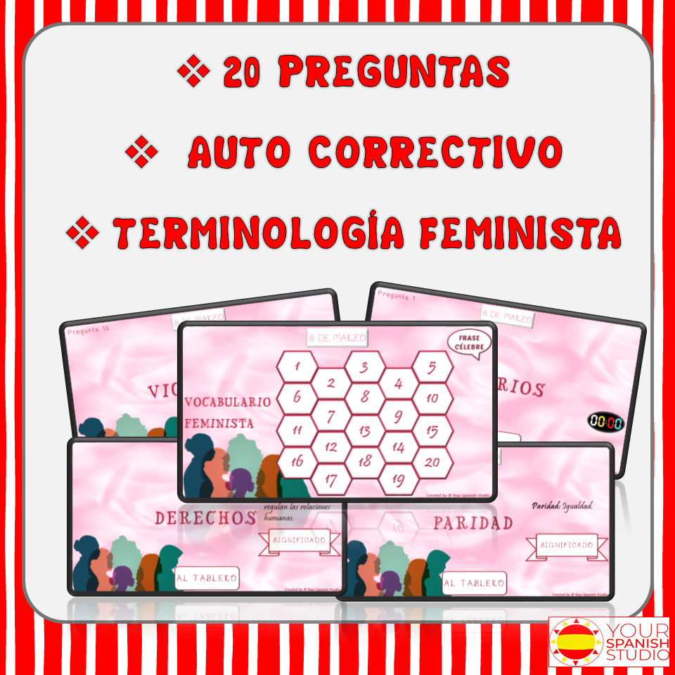 Advanced Spanish feminist vocabulary no prep digital Reto 20 términos ...