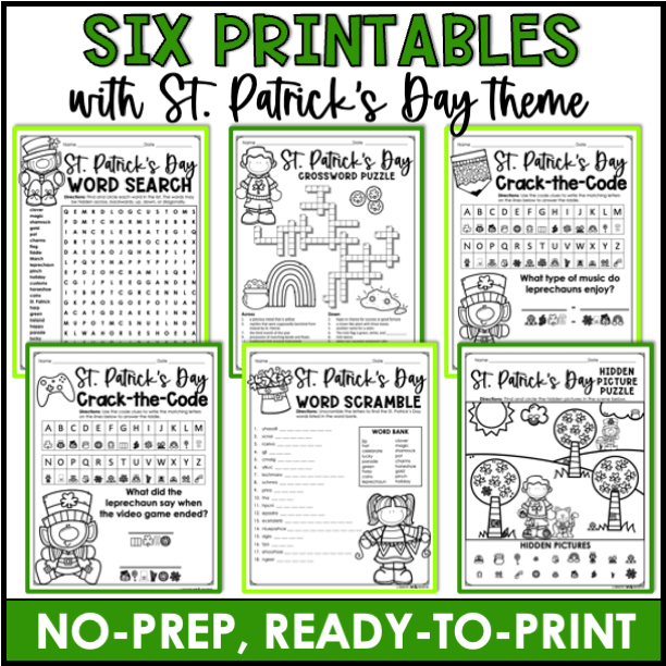 St. Patrick's Day Activities Packet | Crossword | Crack the Code |Word ...