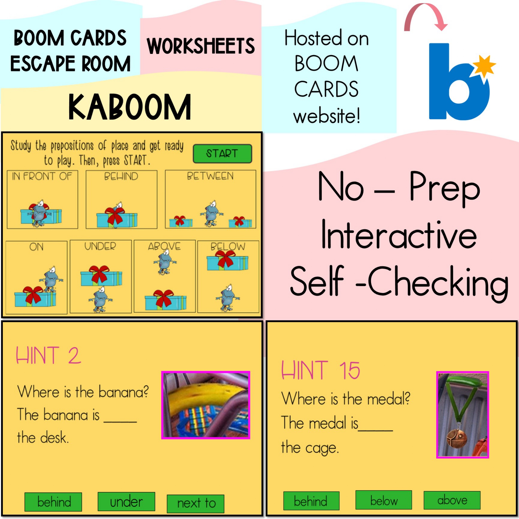 FREEBIE | Prepositions of Place | ESCAPE ROOM | BOOM Cards| Worksheets ...