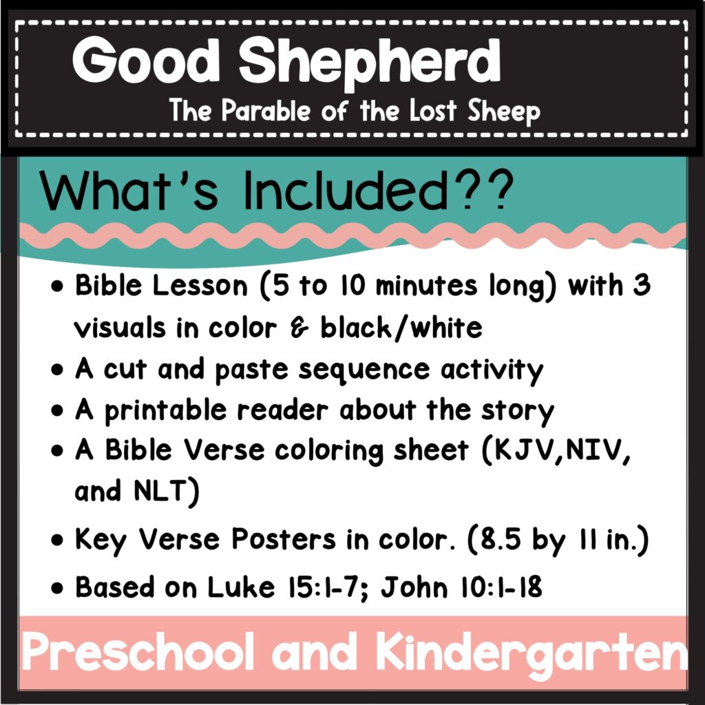 Parable of the Lost Sheep-Good Shepherd Bible Lesson & Activities for ...