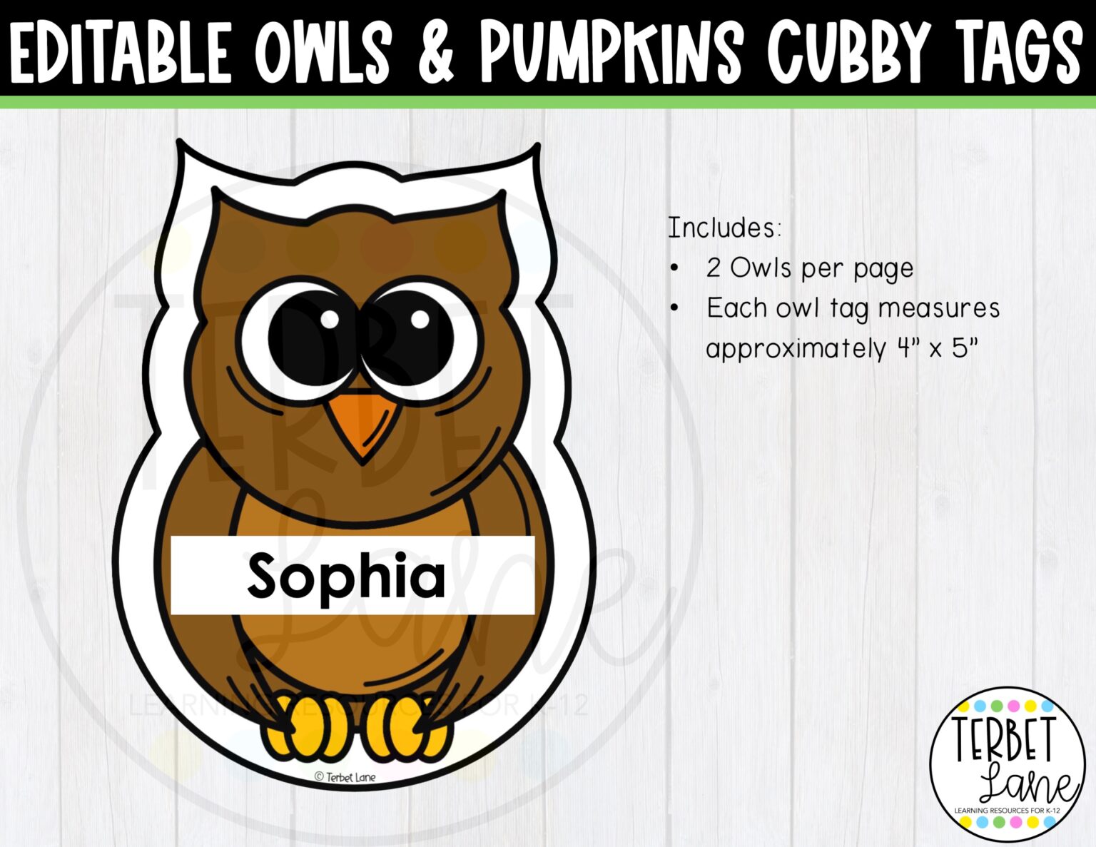 *50% off 24 Hrs* Editable Owls and Pumpkins Fall Cubby Tags | Locker ...
