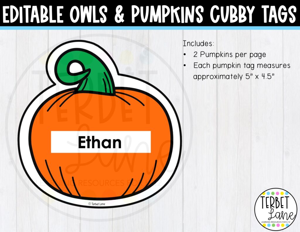 *50% off 24 Hrs* Editable Owls and Pumpkins Fall Cubby Tags | Locker ...