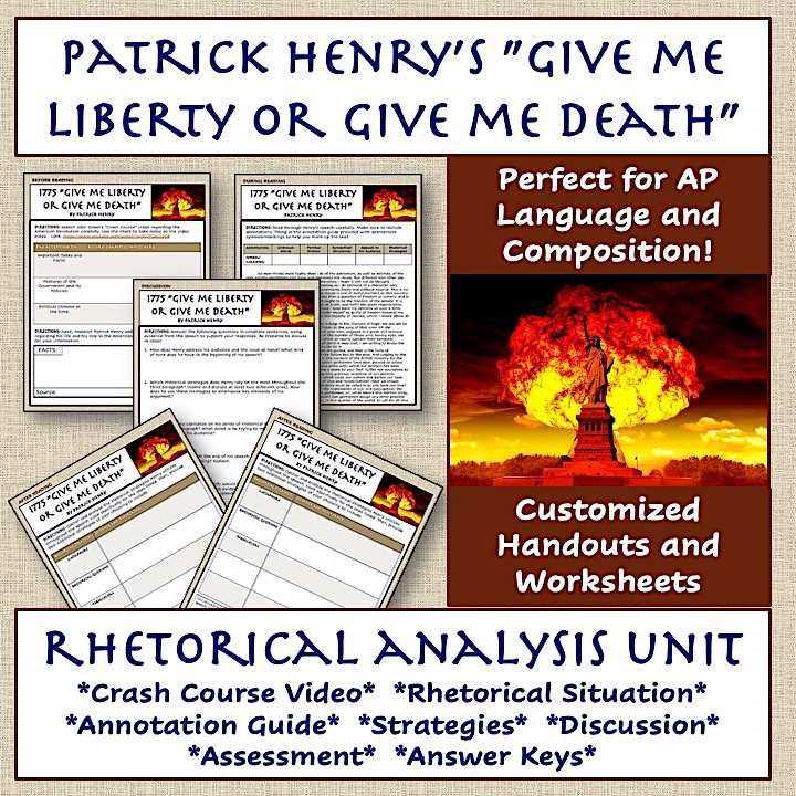 Patrick Henry Liberty or Death AP Language & Composition Rhetorical ...