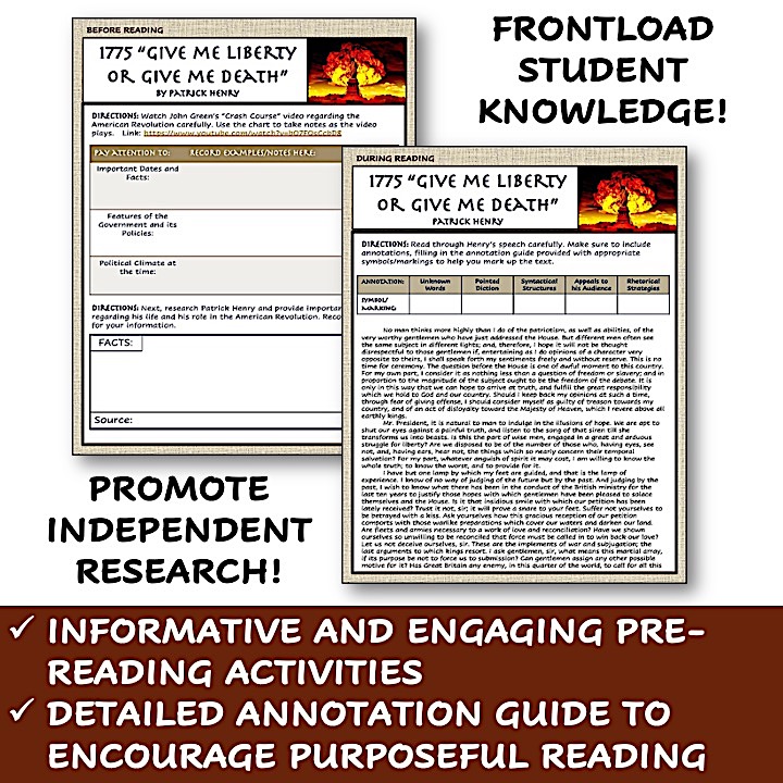 Patrick Henry Liberty or Death AP Language & Composition Rhetorical ...