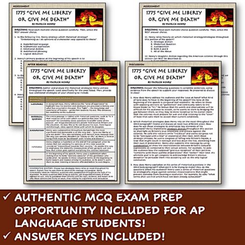 Patrick Henry Liberty or Death AP Language & Composition Rhetorical ...