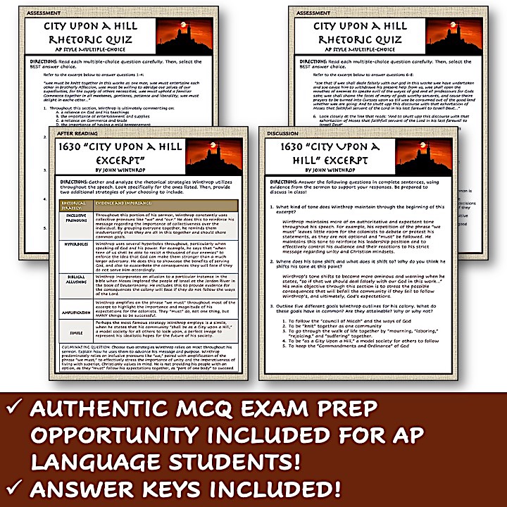 Winthrop's City Upon A Hill - AP Language & Composition Rhetorical ...