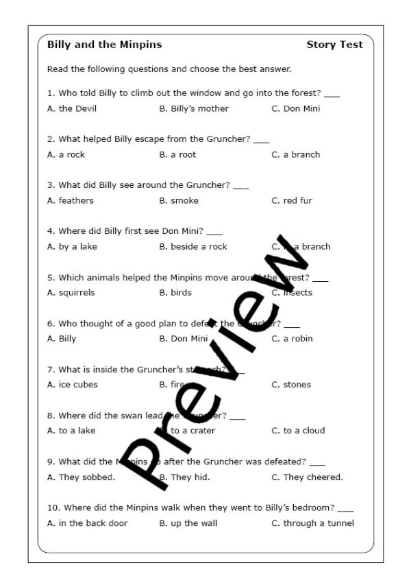 Roald Dahl "Billy and the Minpins" worksheets | Made By Teachers