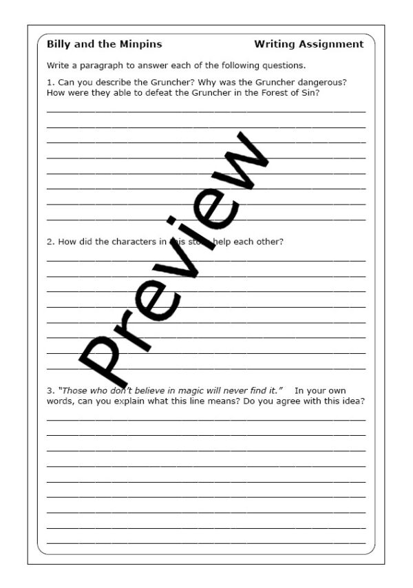 Roald Dahl "Billy and the Minpins" worksheets | Made By Teachers
