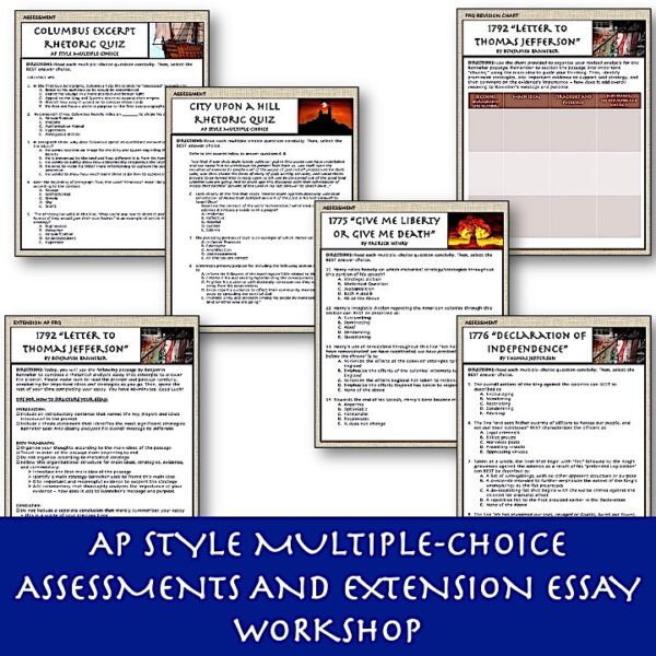 Early America AP Language & Composition Rhetorical Analysis Unit Bundle ...