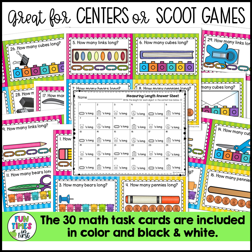 Measuring Length 2 - Nonstandard Measurement Math Print & Digital Task ...
