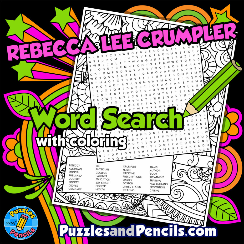 Rebecca Lee Crumpler Word Search Puzzle Activity Page with Coloring ...