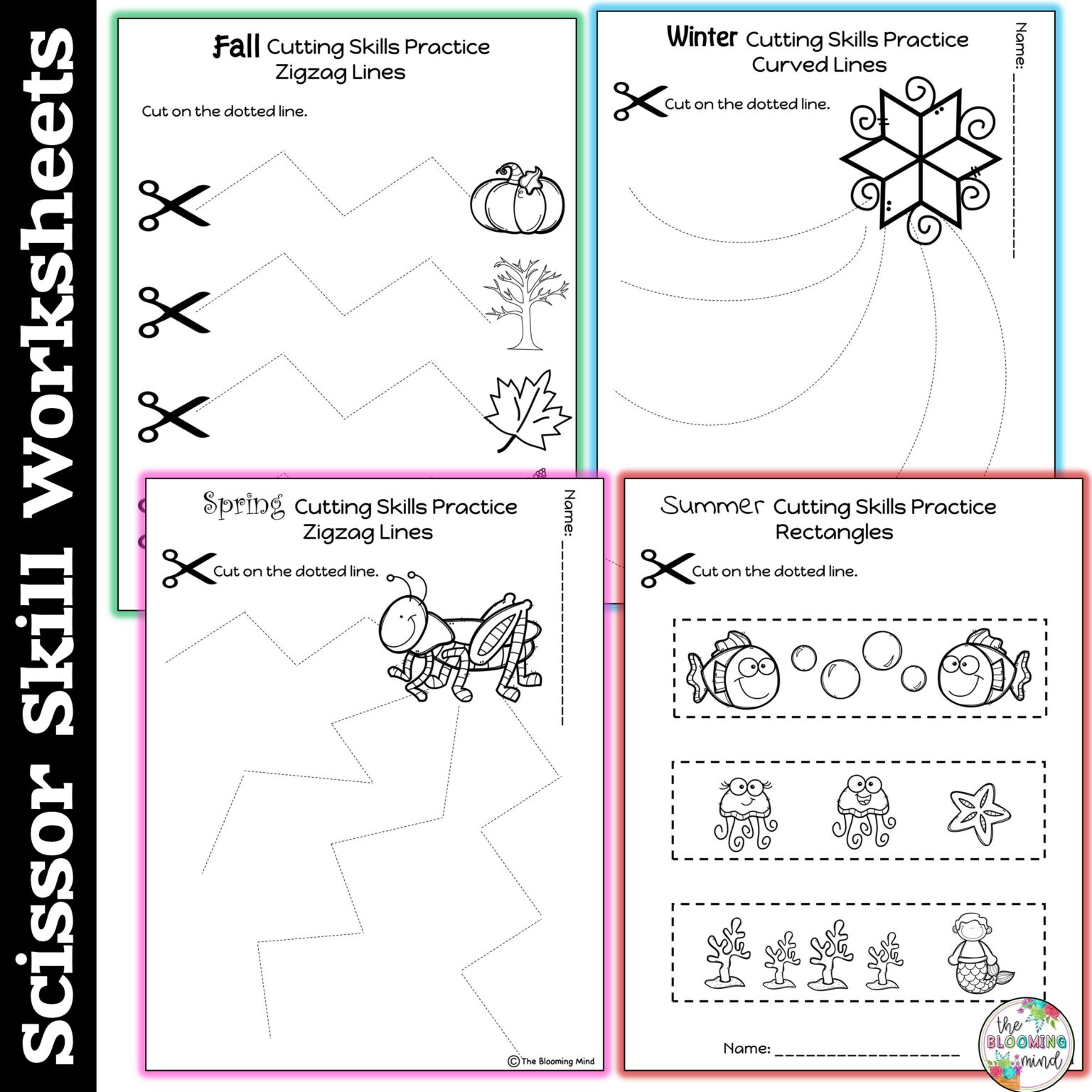Cutting Practice Scissor Skill Worksheets | Made By Teachers