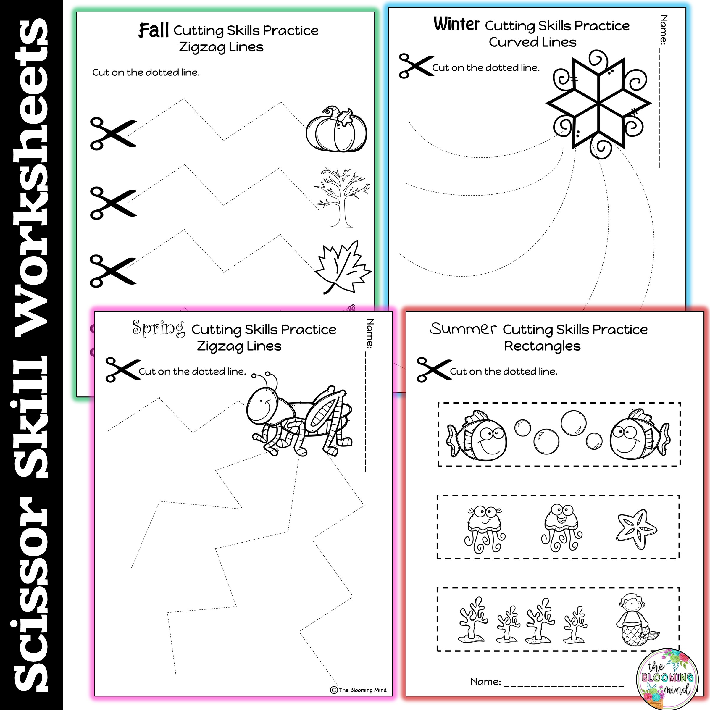 Cutting Practice Scissor Skill Worksheets | Made By Teachers