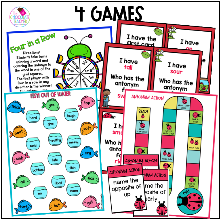 Antonyms Vocabulary Activities Worksheets and Games | Made By Teachers
