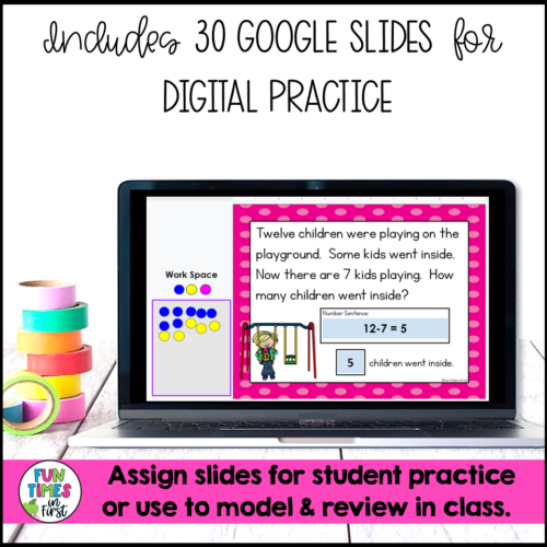 Addition and Subtraction Word Problem Math Task Cards and Google Slides ...