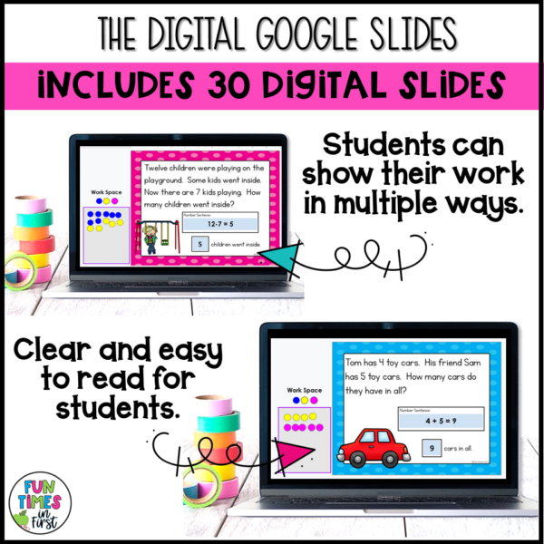 Addition and Subtraction Word Problem Math Task Cards and Google Slides ...