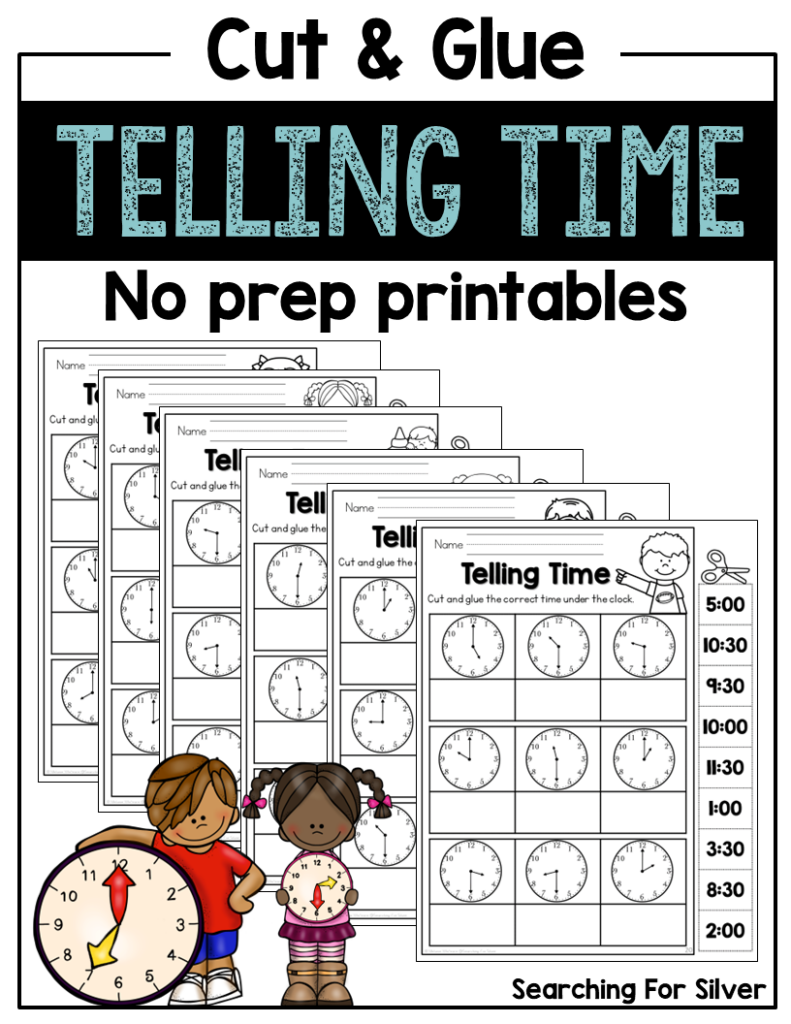Telling Time by the Half Hour Cut & Glue | Made By Teachers