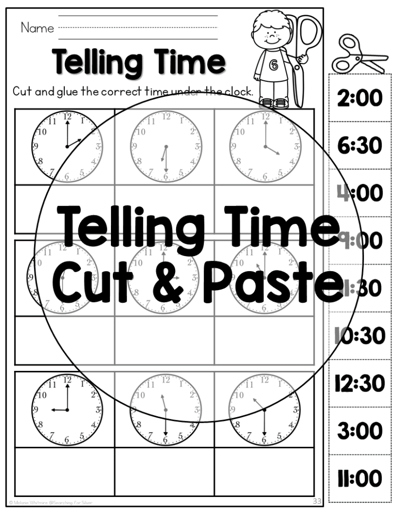 Telling Time by the Half Hour Cut & Glue | Made By Teachers