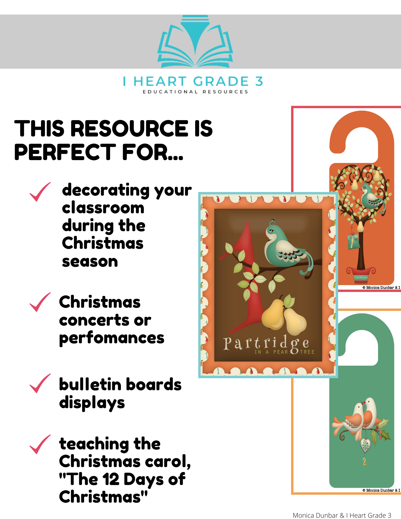 12 Days of Christmas Door Hangers and Coordinating Posters | Made By ...