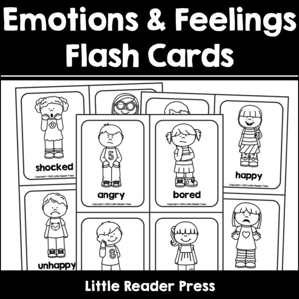 12 Emotions & Feelings B&W Flash Cards - Made By Teachers