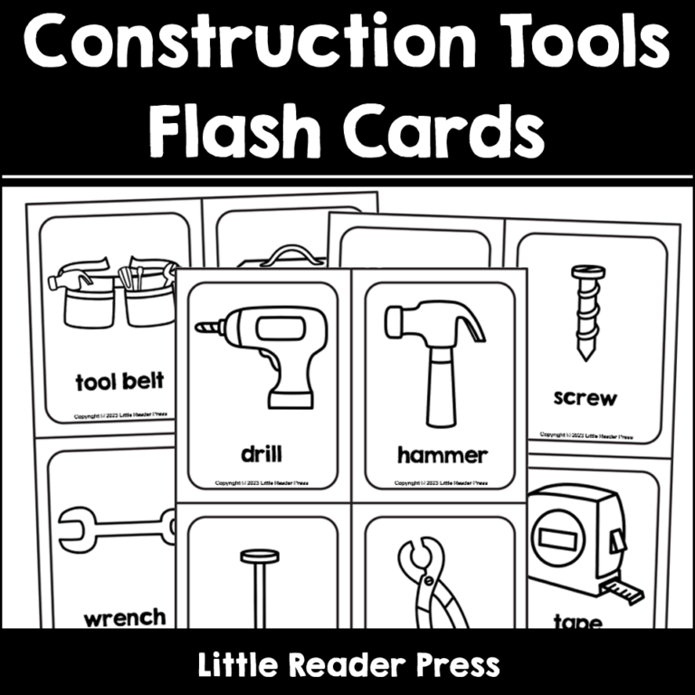 12 Construction Tools B&W Flash Cards | Made By Teachers