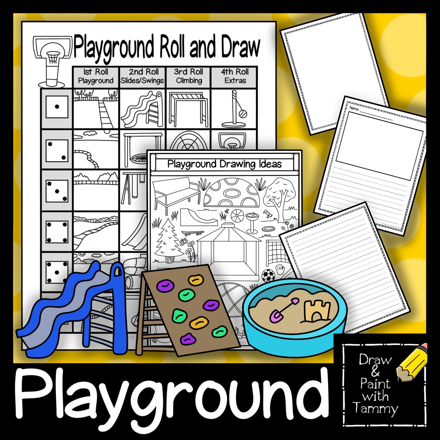Roll a playground roll and draw playground art game Art sub lesson ...