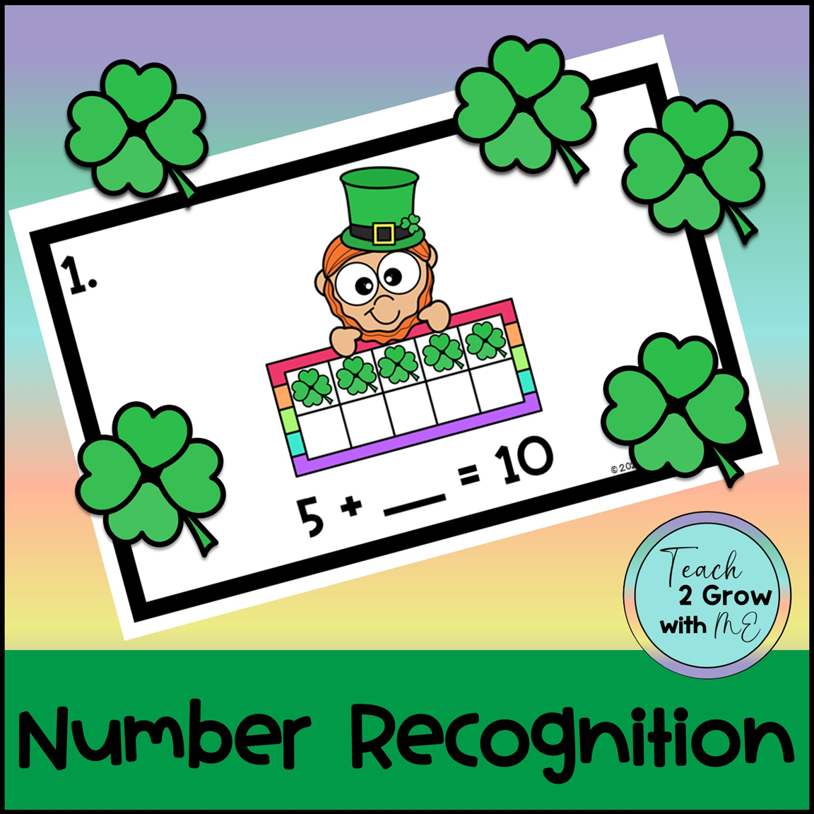 St. Patrick's Day Math Task Cards Adding with Ten Frames Kindergarten ...