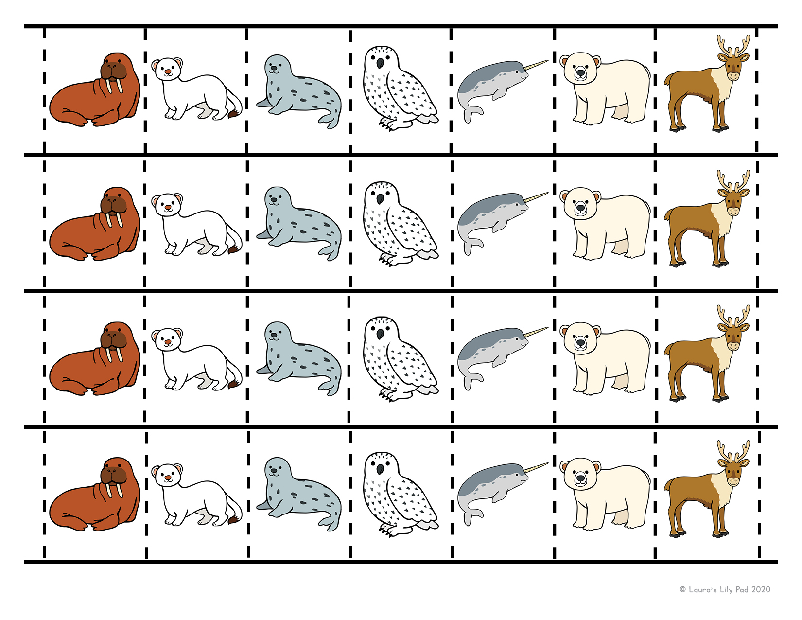 Arctic Animals Cutting Practice Scissor Skills Center | Made By Teachers