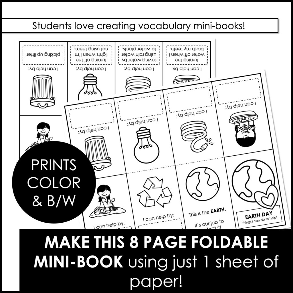 Earth Day Foldable Mini Book Template | ESL Simple Writing Activity ...