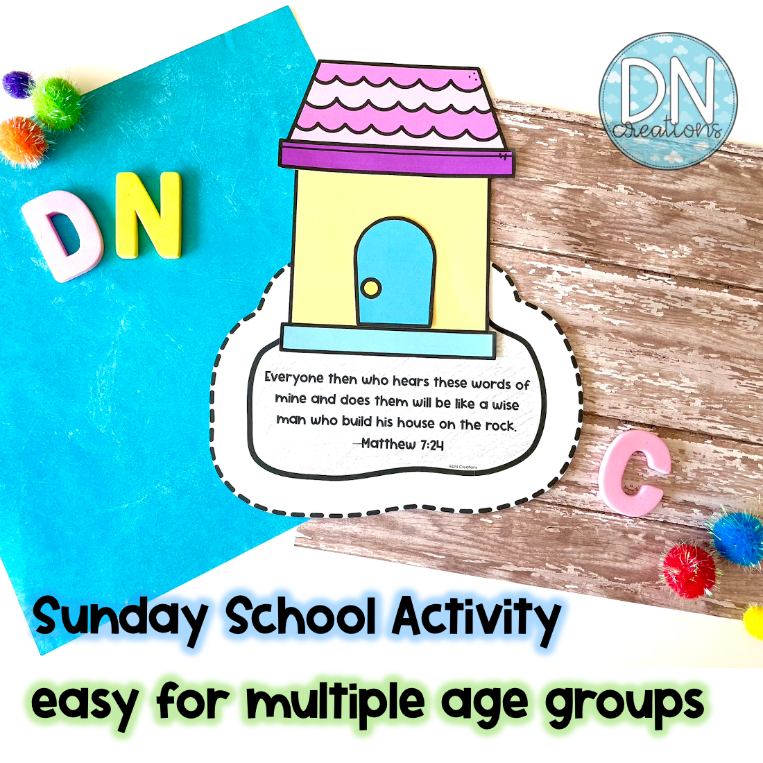 Matthew 7:24 Bible Craft l Build His House upon a Rock Craft l Bible ...