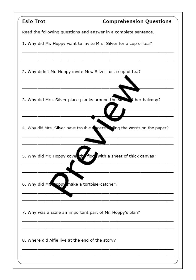 Roald Dahl "Esio Trot" worksheets - Made By Teachers