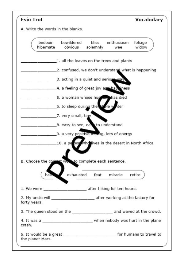 Roald Dahl "Esio Trot" worksheets | Made By Teachers