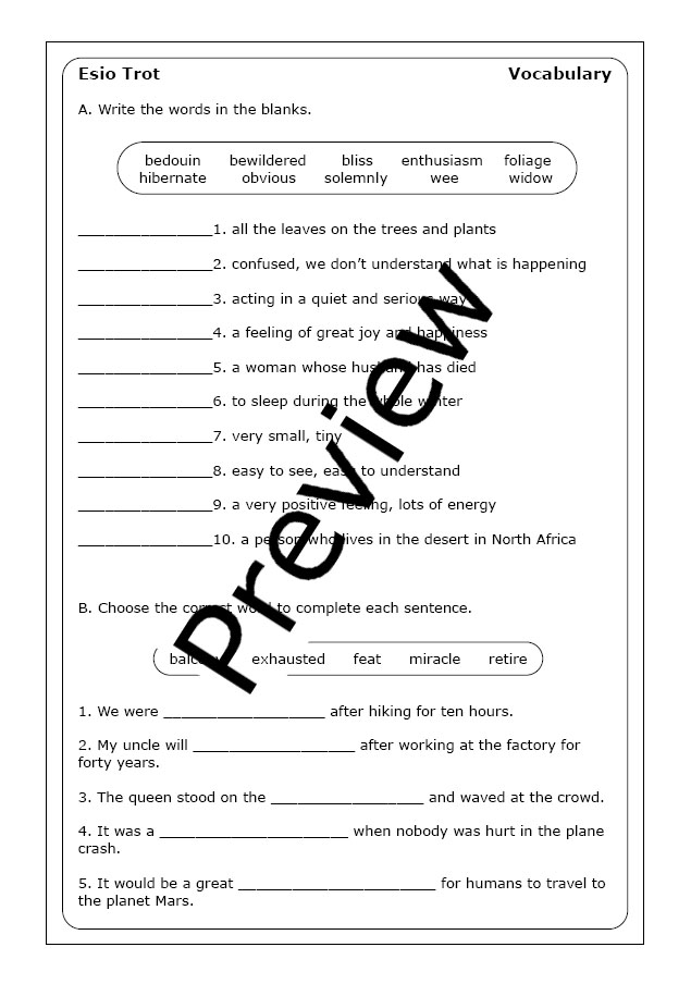 Roald Dahl "Esio Trot" worksheets | Made By Teachers