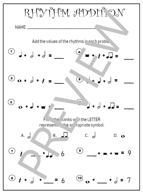 RHYTHM WORKSHEETS for Middle School General Music | Made By Teachers