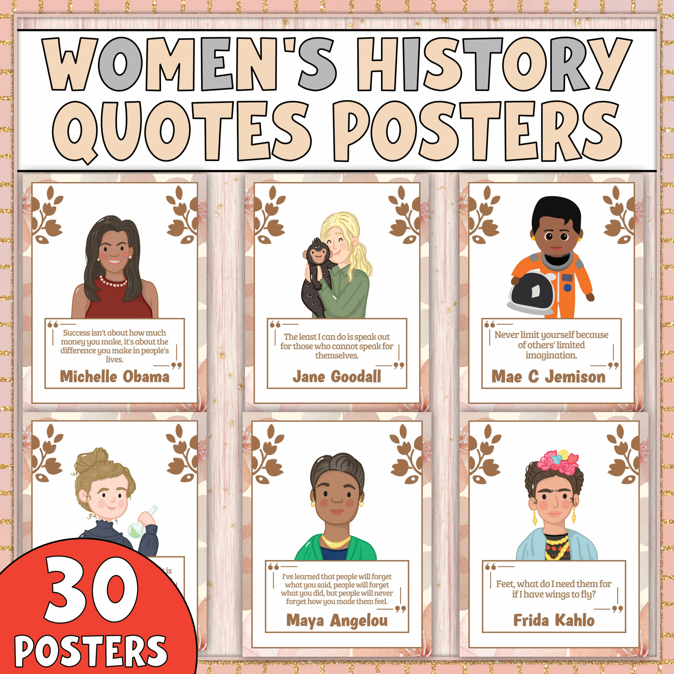 Women's History Month Quotes Posters Bulletin Board - Spring Theme ...