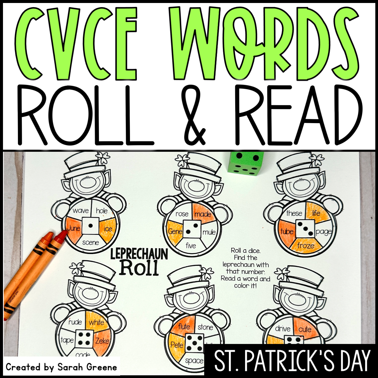 Leprechaun Roll and Read CVCe | Made By Teachers