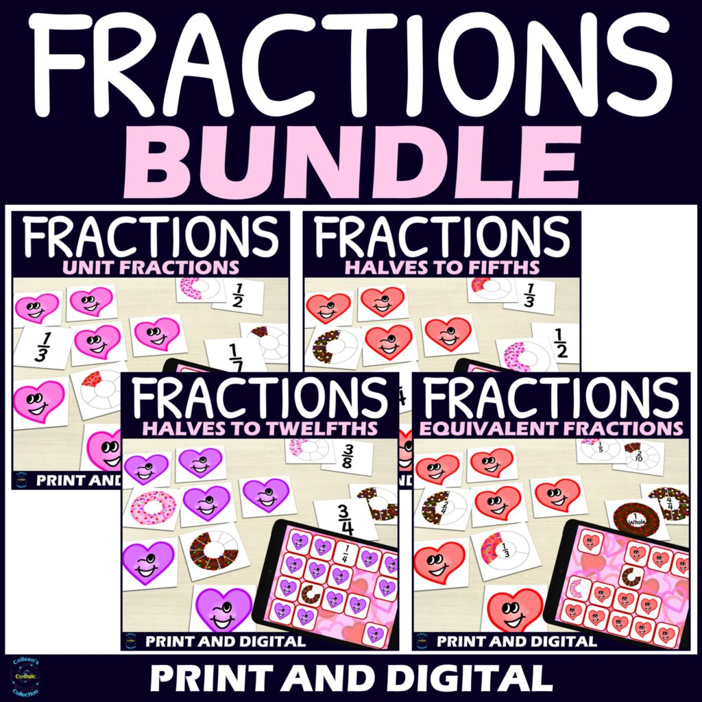 Valentines Day Fractions Activities BUNDLE | Made By Teachers