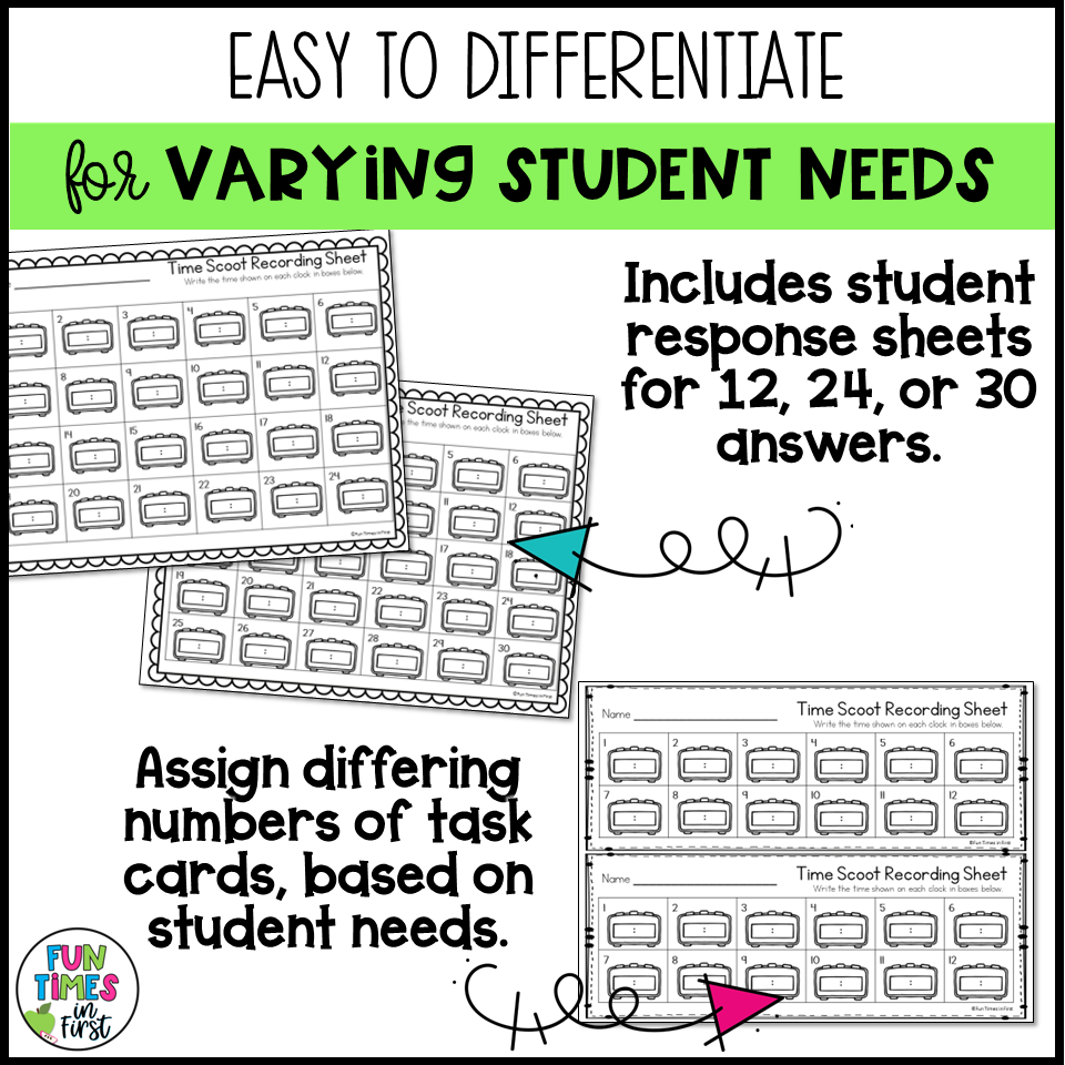 Telling Time to the Hour and Half Hour Math Task Cards plus Google ...