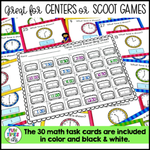 Telling Time to the Hour and Half Hour Math Task Cards plus Google ...