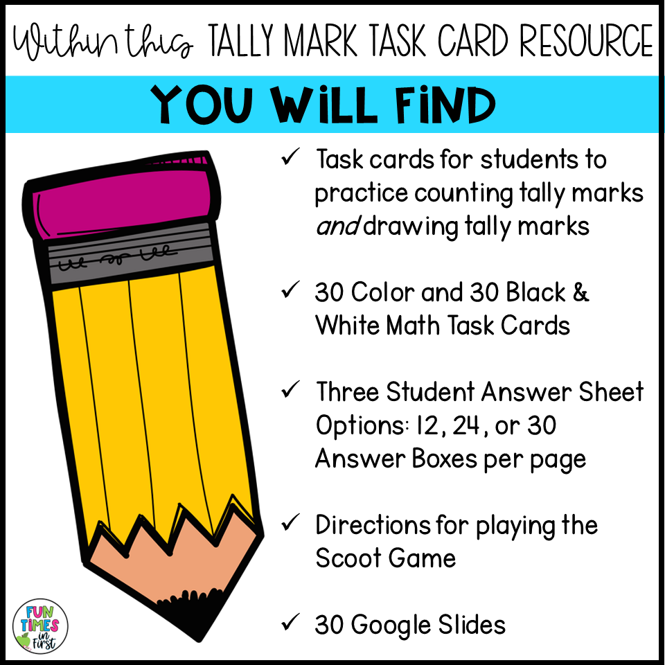 Counting Tally Marks Math Task Cards and Digital Google Slides | Made ...