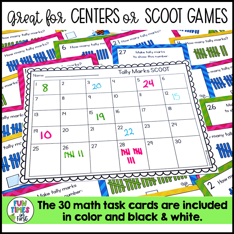 Counting Tally Marks Math Task Cards and Digital Google Slides | Made ...
