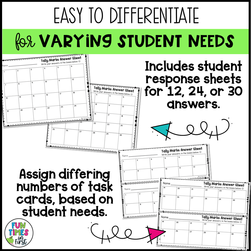 Counting Tally Marks Math Task Cards and Digital Google Slides | Made ...