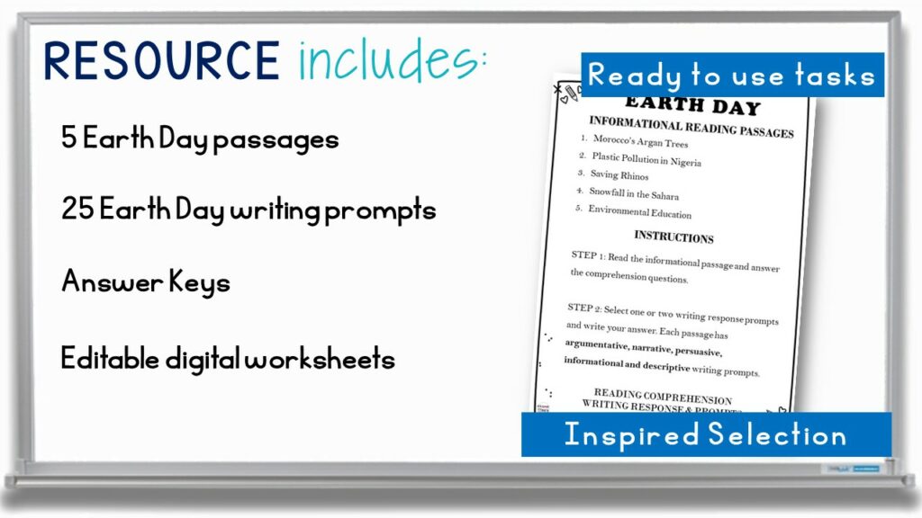 Earth Day Reading Comprehension Inference, Text Evidence, Writing ...